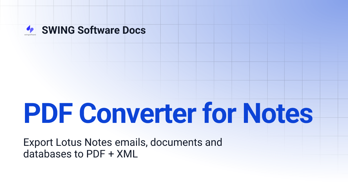 PDF Converter for Notes | SWING Software Docs